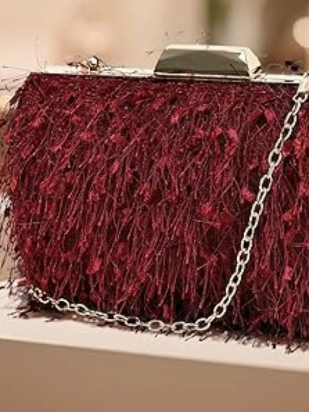 Bags | Fluffy Evening Clutch Handbag Wedding Party Banquet Prom ...